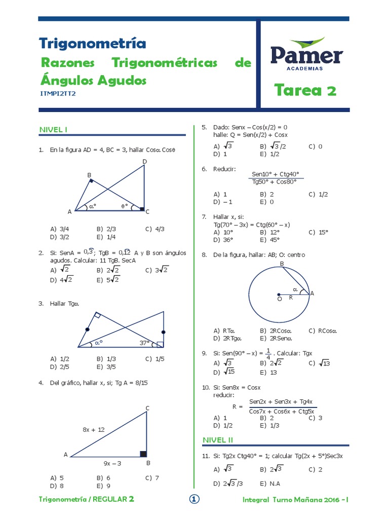 Trigo - 2 - Tarea. | PDF | Elementary Geometry | Triangle Geometry