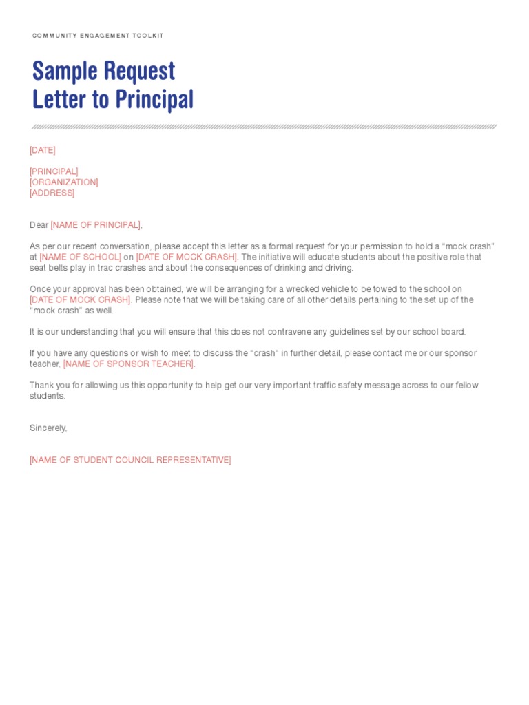 Sample Request Letter To Principal | PDF