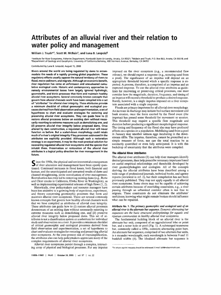 Alluvial River Attributes for Ecosystem Management | PDF | Floodplain ...