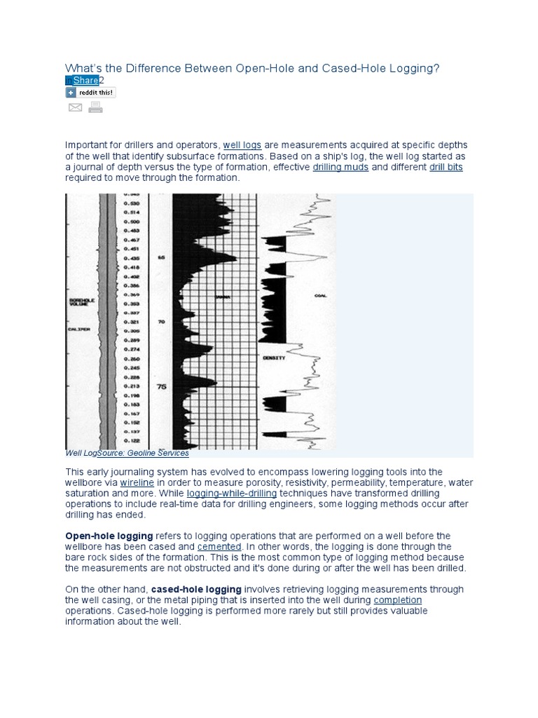 Open and Case Hole Logging | Casing (Borehole) | Physical Sciences