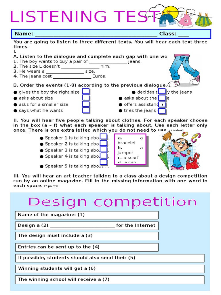 Listening Test Clothes