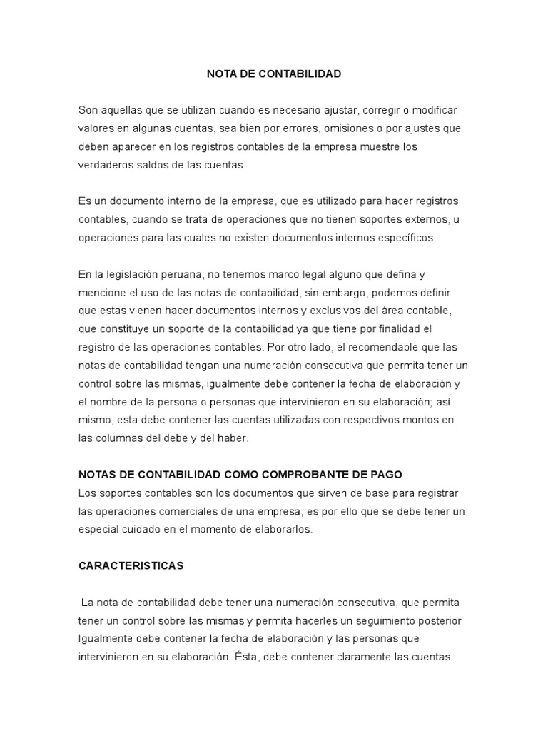 Nota de Contabilidad | PDF | Contabilidad | Business