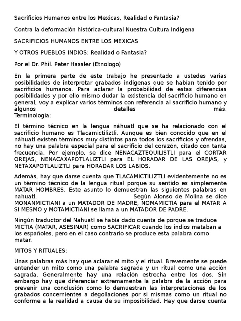 Sacrificios Humanos Entre Los Mexicas Pdf Azteca Náhuatl