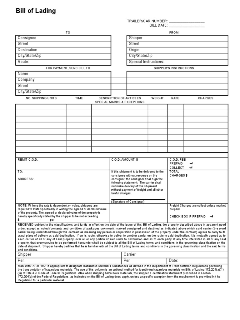 Bill of Lading Details | PDF | Cargo | Bill Of Lading