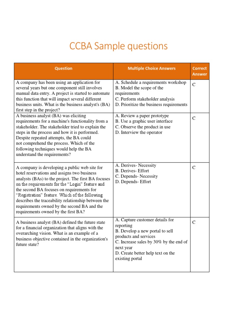 New Ccba Sample Questions PDF | PDF | Intelligence Analysis | Systems ...