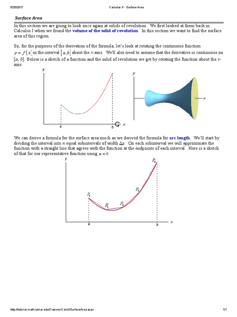 Calculus II: Surface Area of Solids | PDF