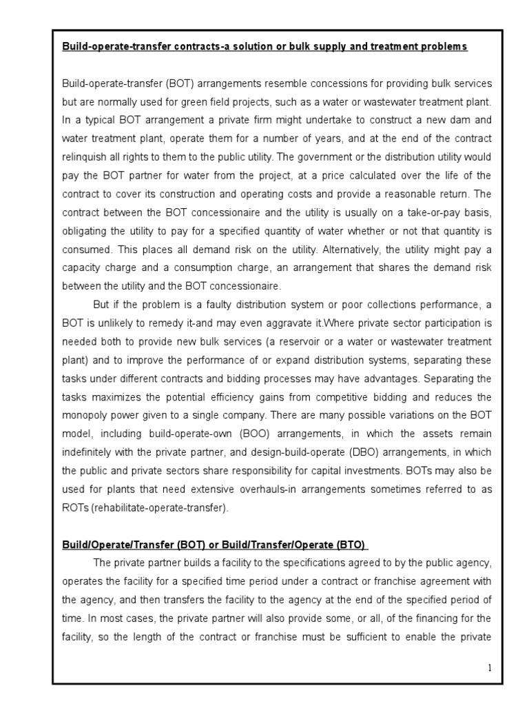 Bot Contract | Public–Private Partnership | Lease