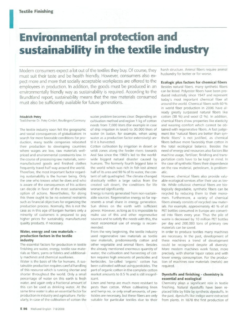 Environmental Protection and Sustainability in The Textile Industry ...