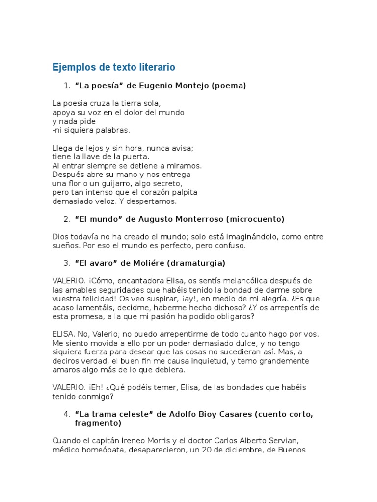 Ejemplos de Texto Literario | PDF
