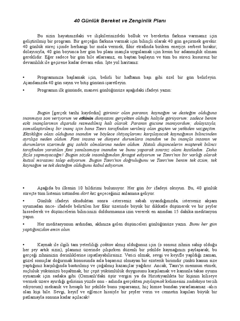 40 Günlük Bolluk Plani | PDF