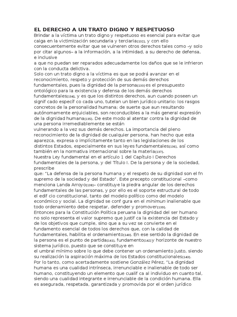 El Derecho a Un Trato Digno y Respetuoso | Dignidad | Constitución
