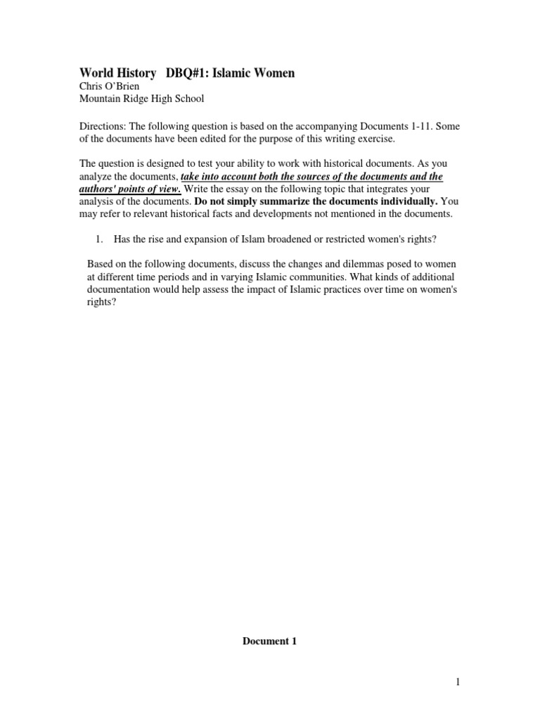 Islamic Women DBQ PDF | Download Free PDF | Hijab | Muhammad