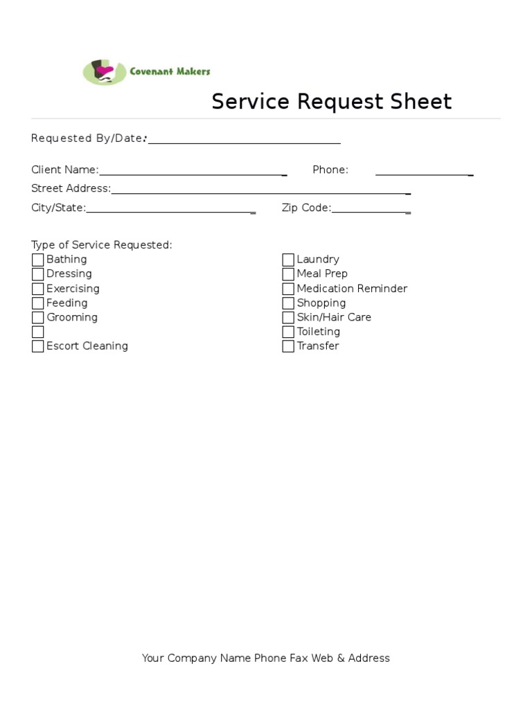 Service Request Sheet | PDF