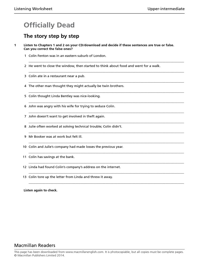 Officially Dead Audio Worksheet | PDF | Leisure