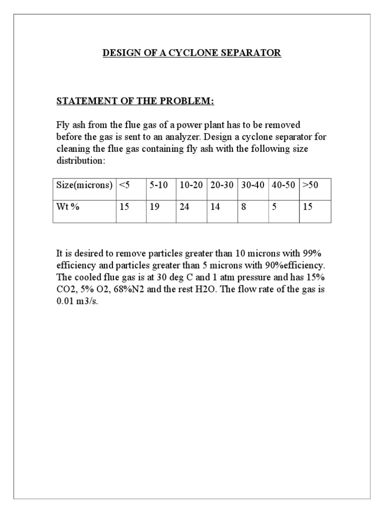 Design of A Cyclone Separator | PDF | Phases Of Matter | Physical Sciences