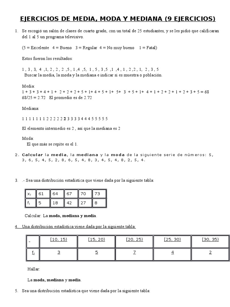 Ejercicios de Media Mediana y Moda | Mediana | Métodos de búsqueda