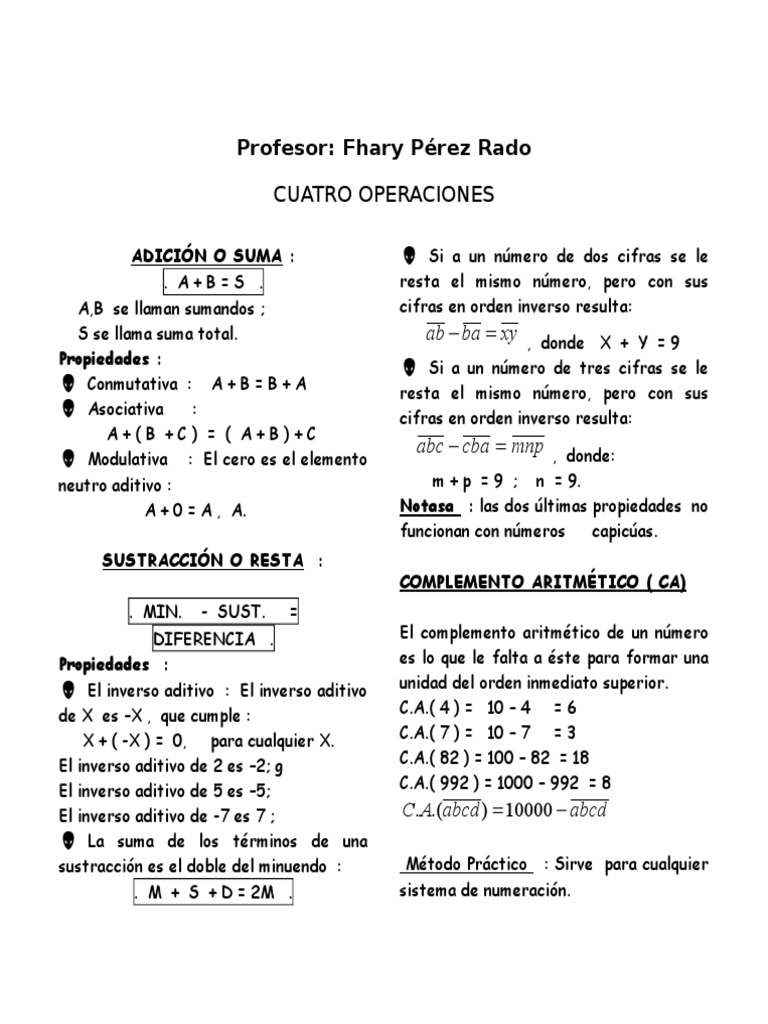 Cuatro Operaciones (Ciclo II) | PDF | División (Matemáticas) | Sustracción
