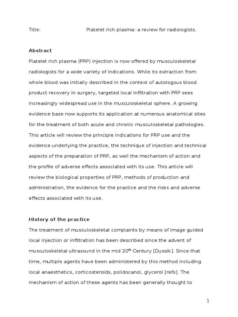 PRP Review Template | PDF | Platelet | Wound Healing