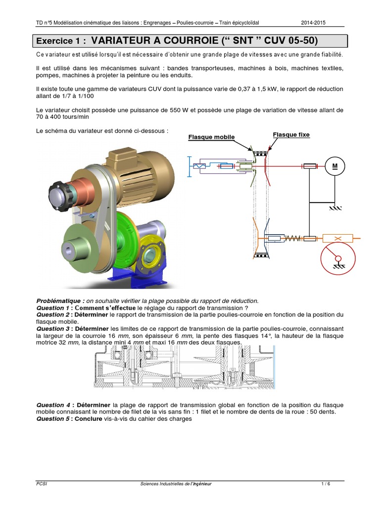 TD 6 Engrenages Poulies Courroie | PDF | Transmission automatique | Machine