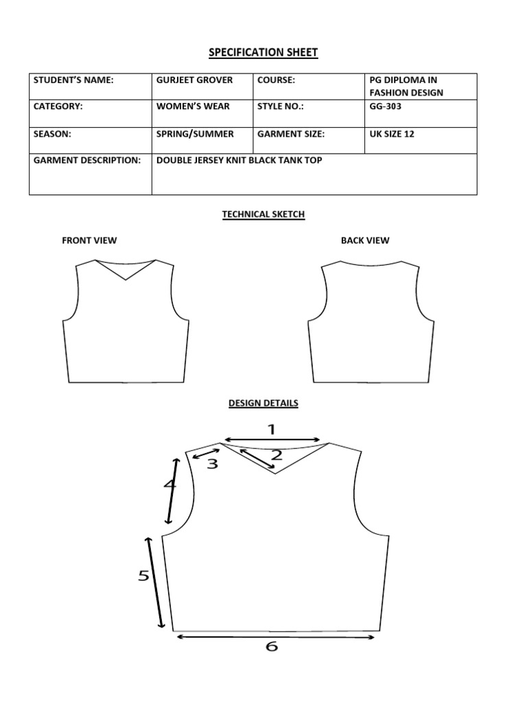 Spec Sheet Tank Top | PDF