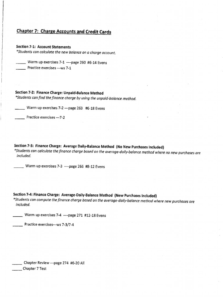 Am2 Chapter 7 Checklist and Worksheets | PDF