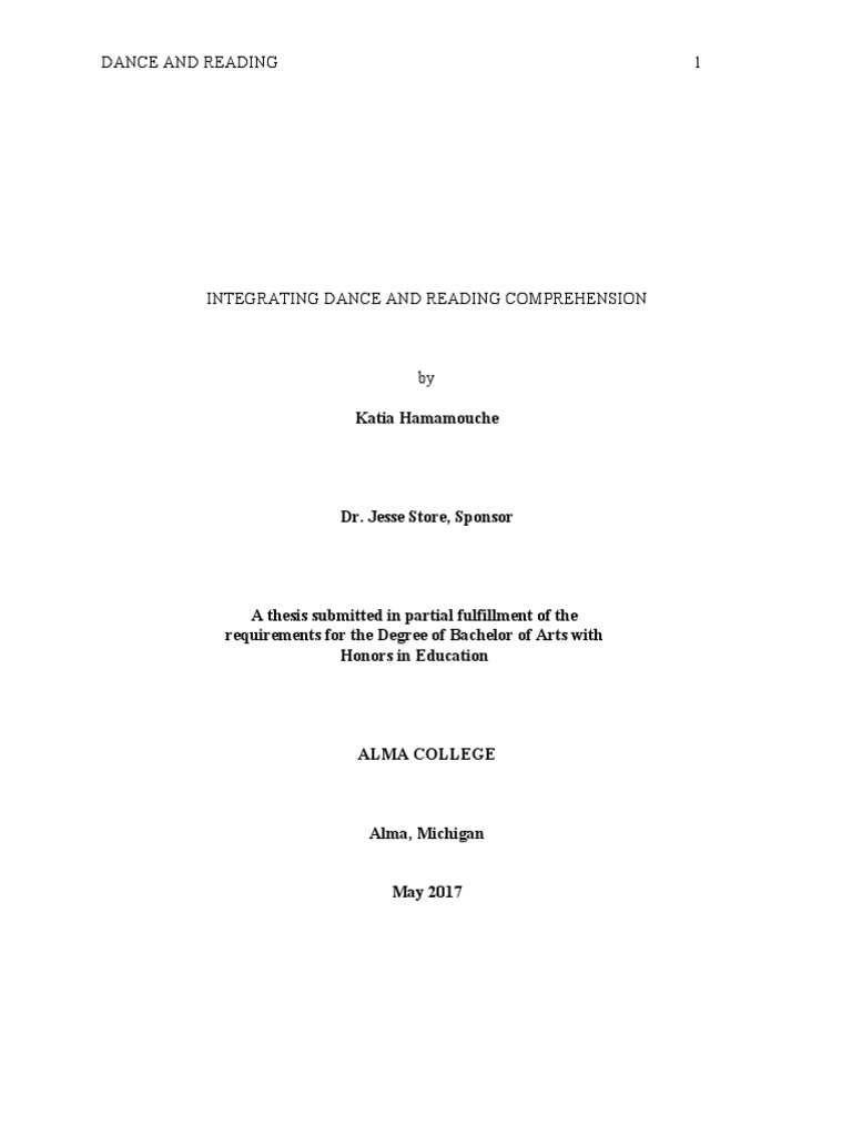 Integrating Dance and Reading Comprehension | PDF | Curriculum ...