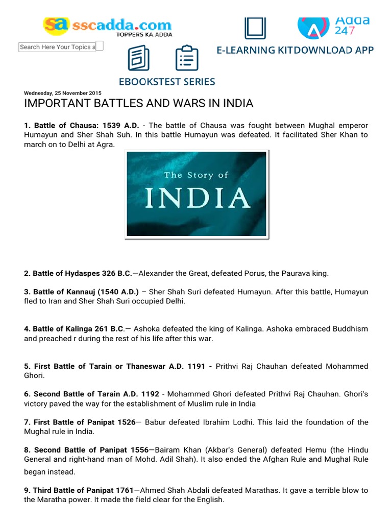Important Battles and Wars in India - . | PDF | Mughal Empire | Timurid ...