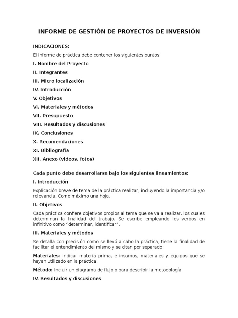 Informe de gestión del proyecto de inversión: "Desarrollo de un centro ...