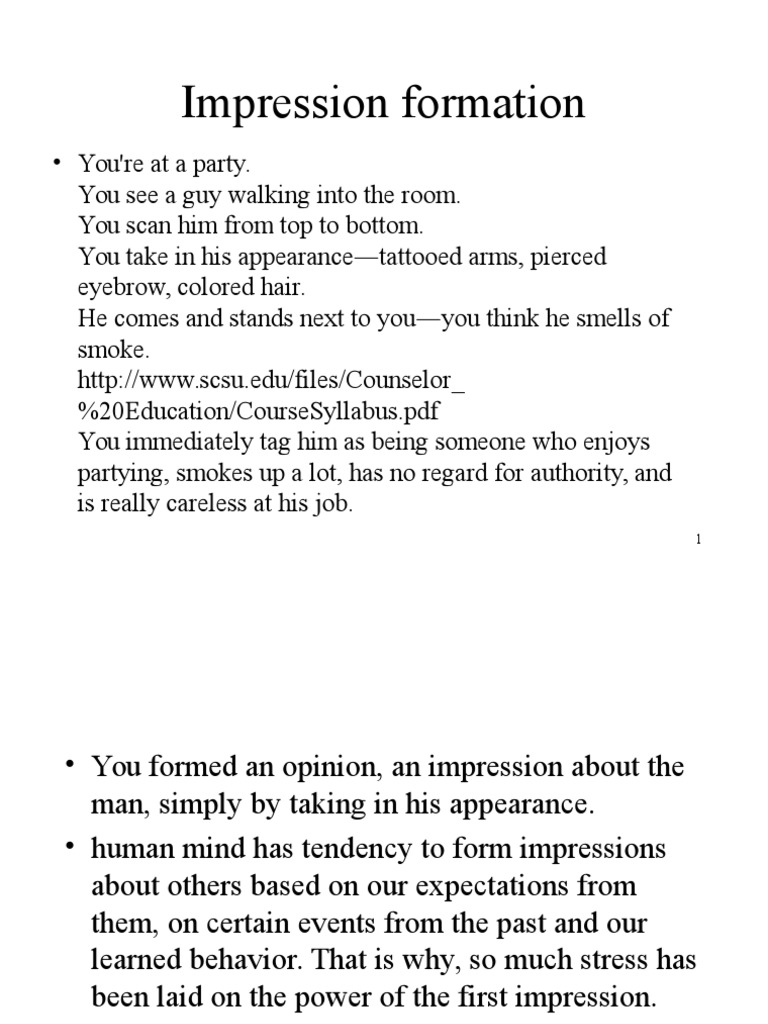 Impression Formation and Social Perception | PDF | Attitude (Psychology ...