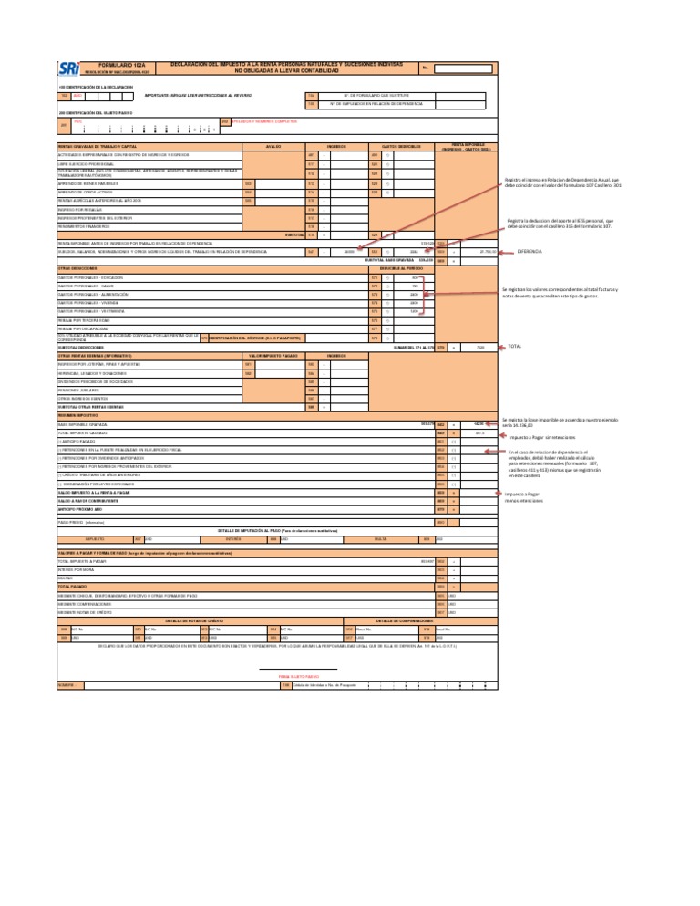 formulario 102A | Impuestos | Esfera pública