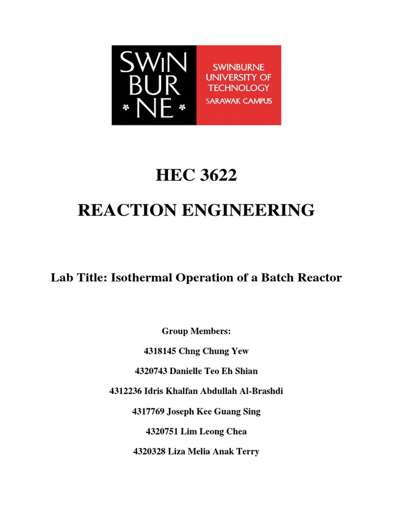 Batch Reactor Kinetics Analysis | PDF | Sodium Hydroxide | Activation ...