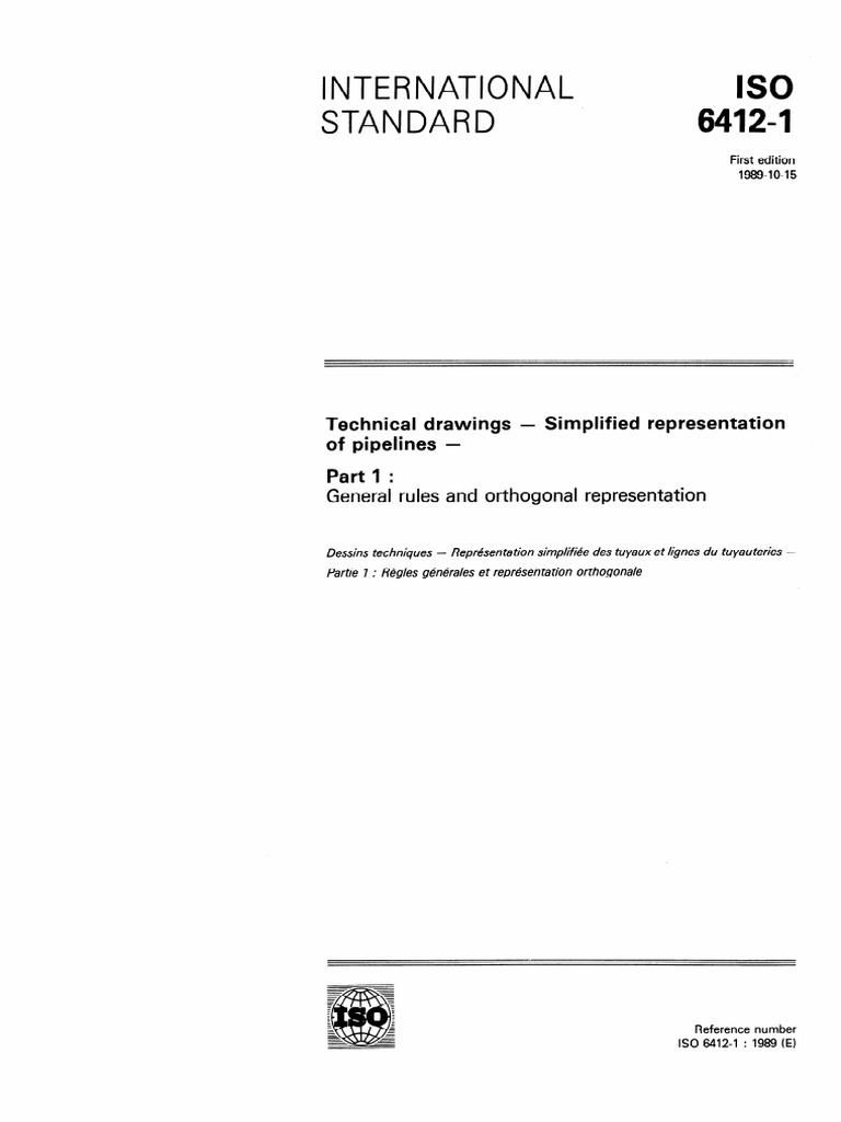 Iso 6412 1 1989 e PDF | PDF | Technical Drawing | Pipe (Fluid Conveyance)