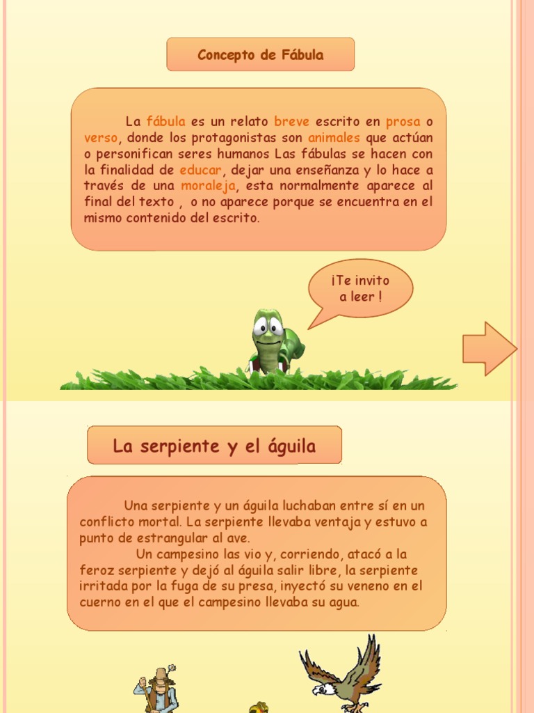 Concepto y características de la fábula | PDF | Fábula | Serpiente