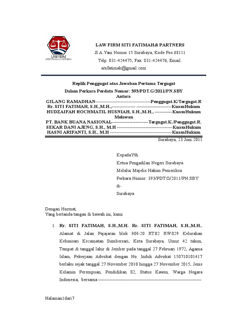 Replik | PDF | Hukum