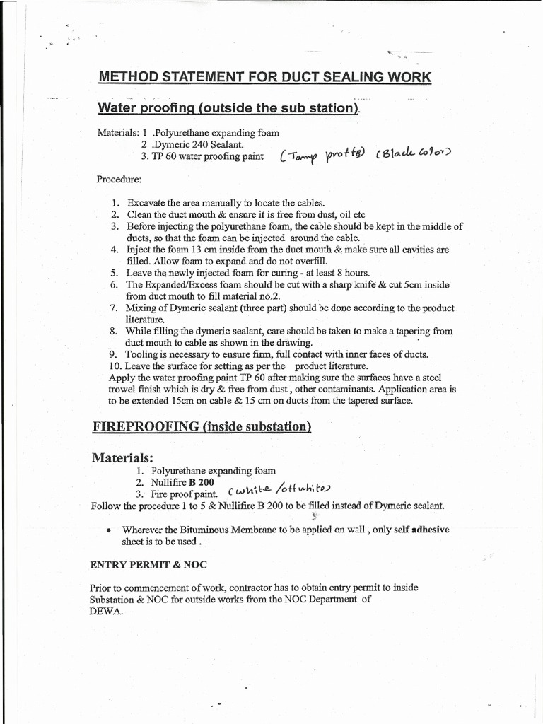 MOS Duct Sealing & Bentonite Calculation PDF | PDF | Dangerous Goods | Sodium