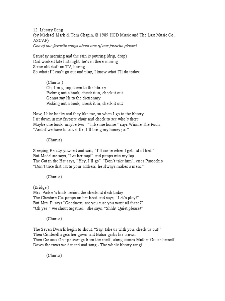 Library Song Lyrics | PDF