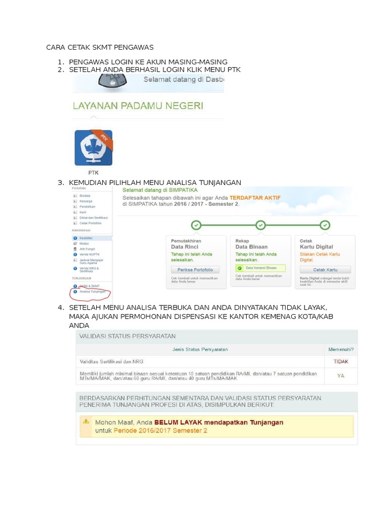 Cara Cetak SKMT Pengawas | PDF
