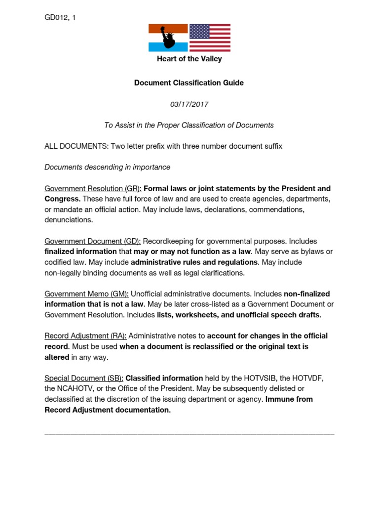GD 012 Documentclassificationguide | PDF