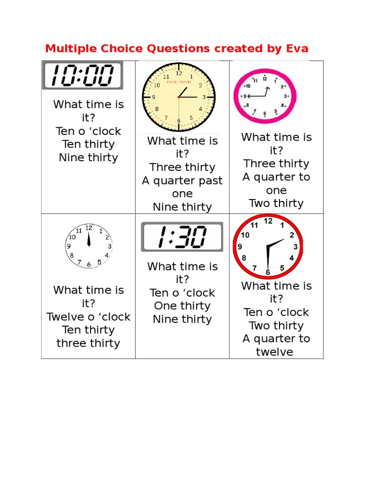 Telling Time Challenge by Eva | PDF