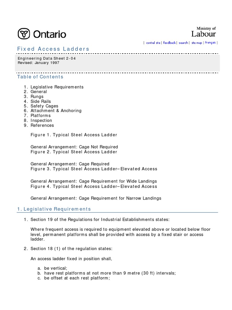 Requirements and Design Guidelines for Fixed Access Ladders | PDF ...