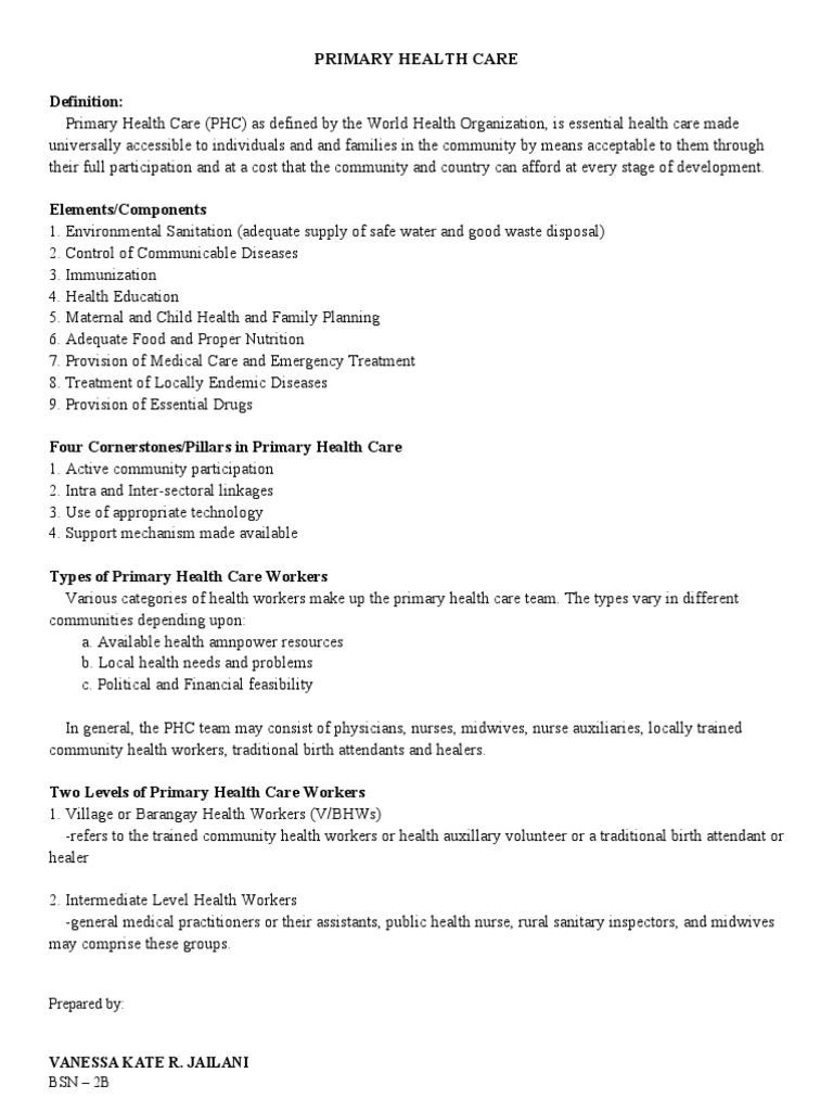 Primary Health Care | PDF