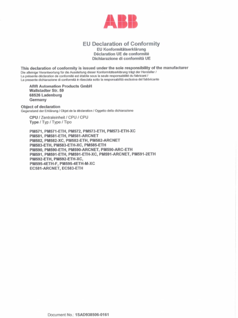 EC-Declaration of Conformity - ABB PLC | PDF