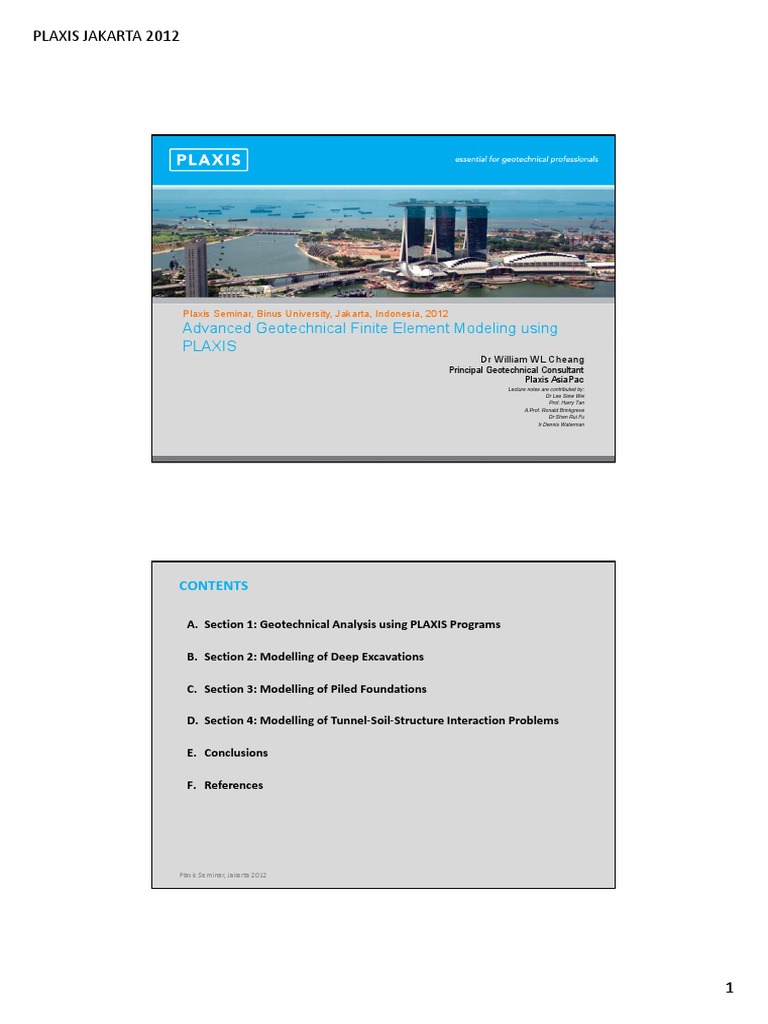 Seminar-Advanced Geotechnical Finite Element Modeling in Analysis Using PLAXIS PDF | PDF