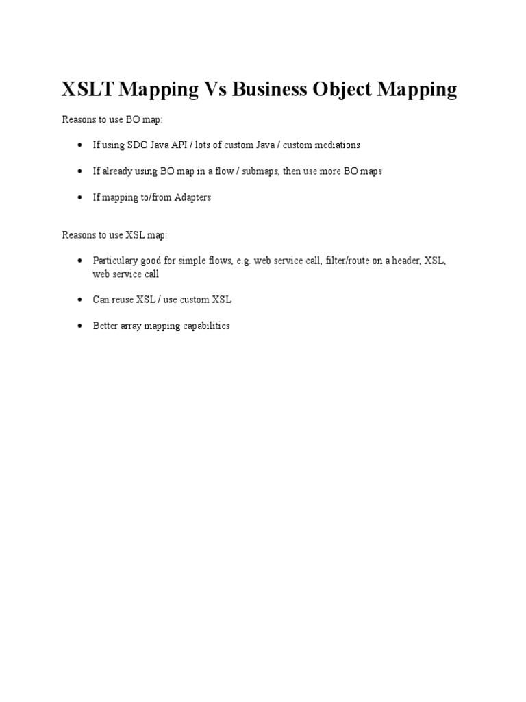 XSLT Mapping Vs Business Object Mapping | PDF