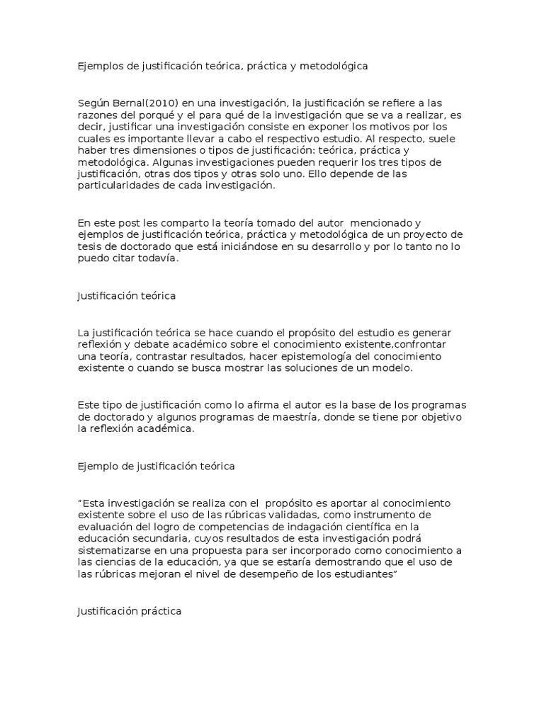 Ejemplos de Justificación | PDF | Teoría de la justificación | Teoría