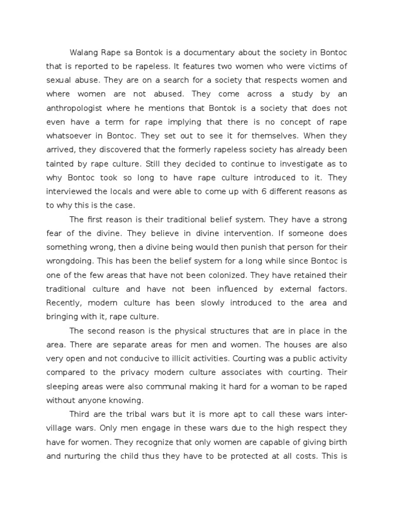 Walang Rape Sa Bontoc Review | PDF | Rape | Woman