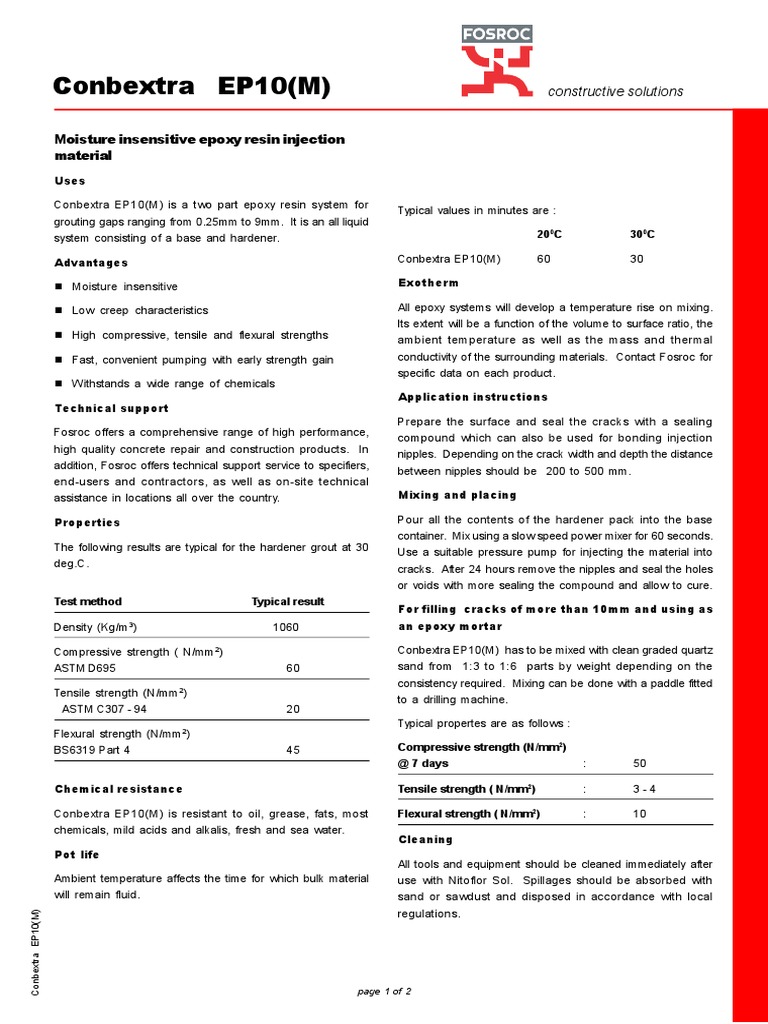 Conbextra EP10 (M) | PDF | Epoxy | Concrete