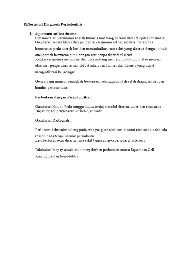 Differential Diagnosis Periodontitis Pdf