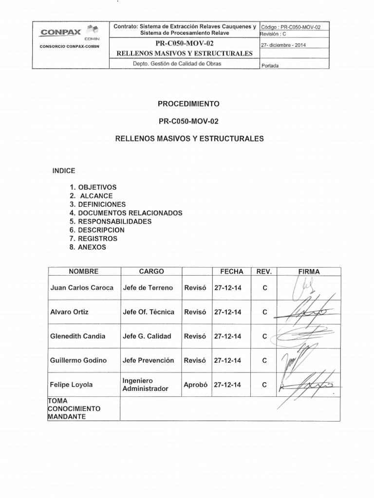 PR-C050-MOV-02 Rellenos Masivos y Estructurales RevB | PDF | Topografía ...