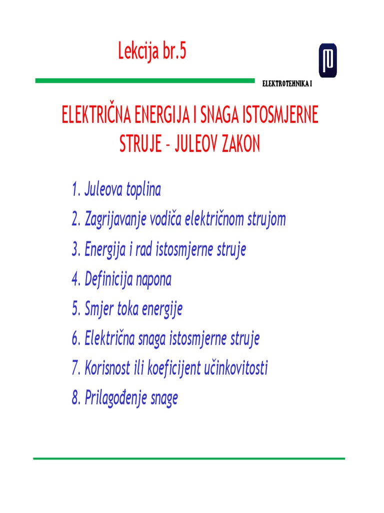 Elektricna Energija I Snaga JR | PDF